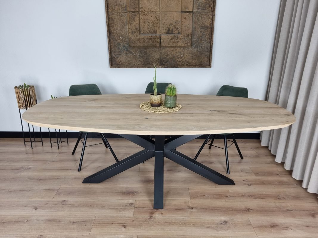 Eikenhout Deens ovale tafel Matrix-Poot - Eco tafels
