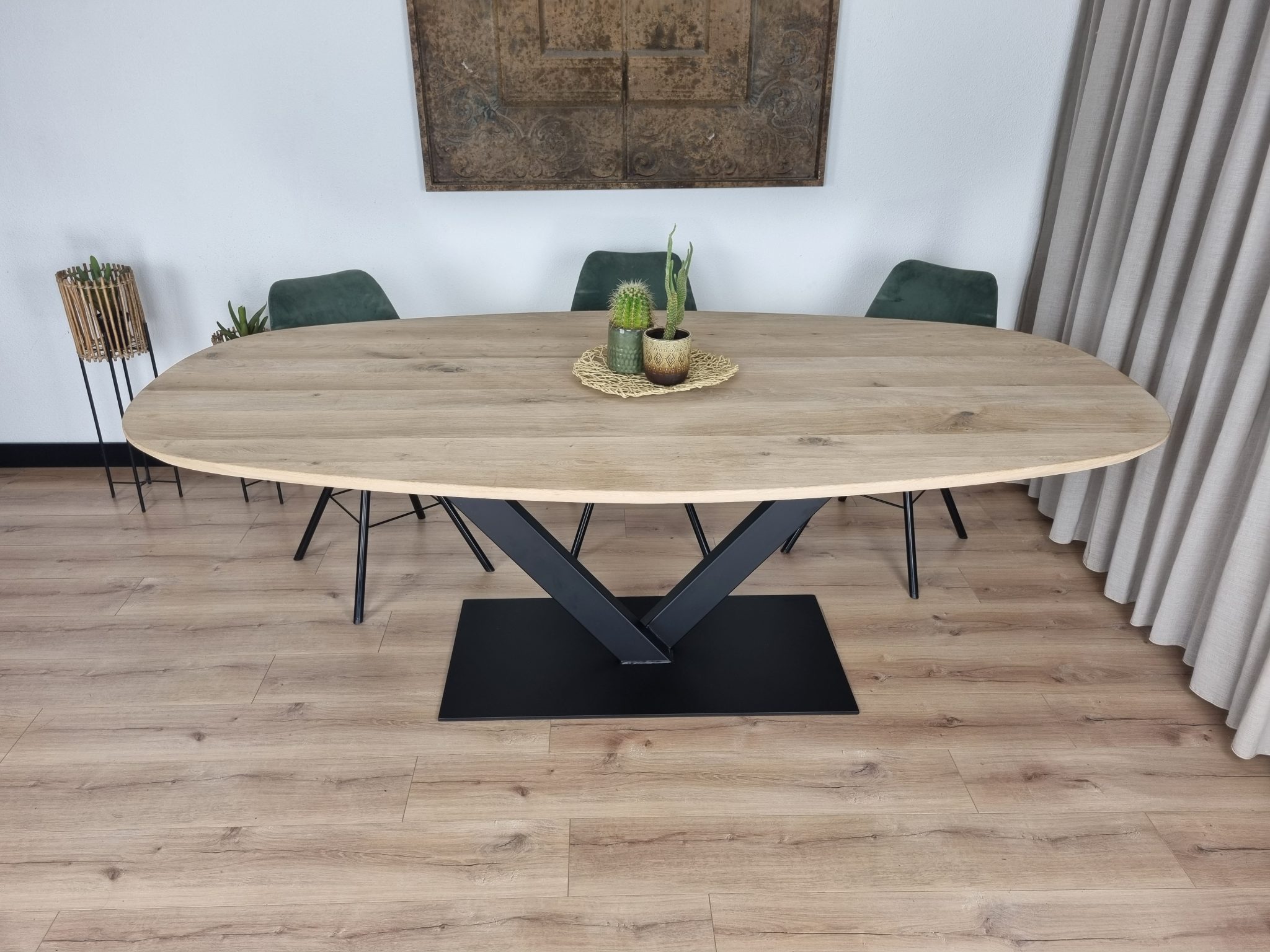Eiken Deens ovale tafel V-Poot - Eco tafels