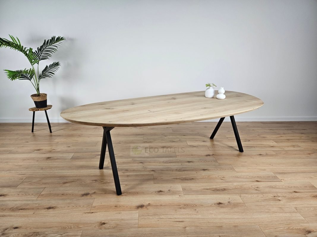 Eikenhout Organische tafel met Scissor-Poten - Eco tafels